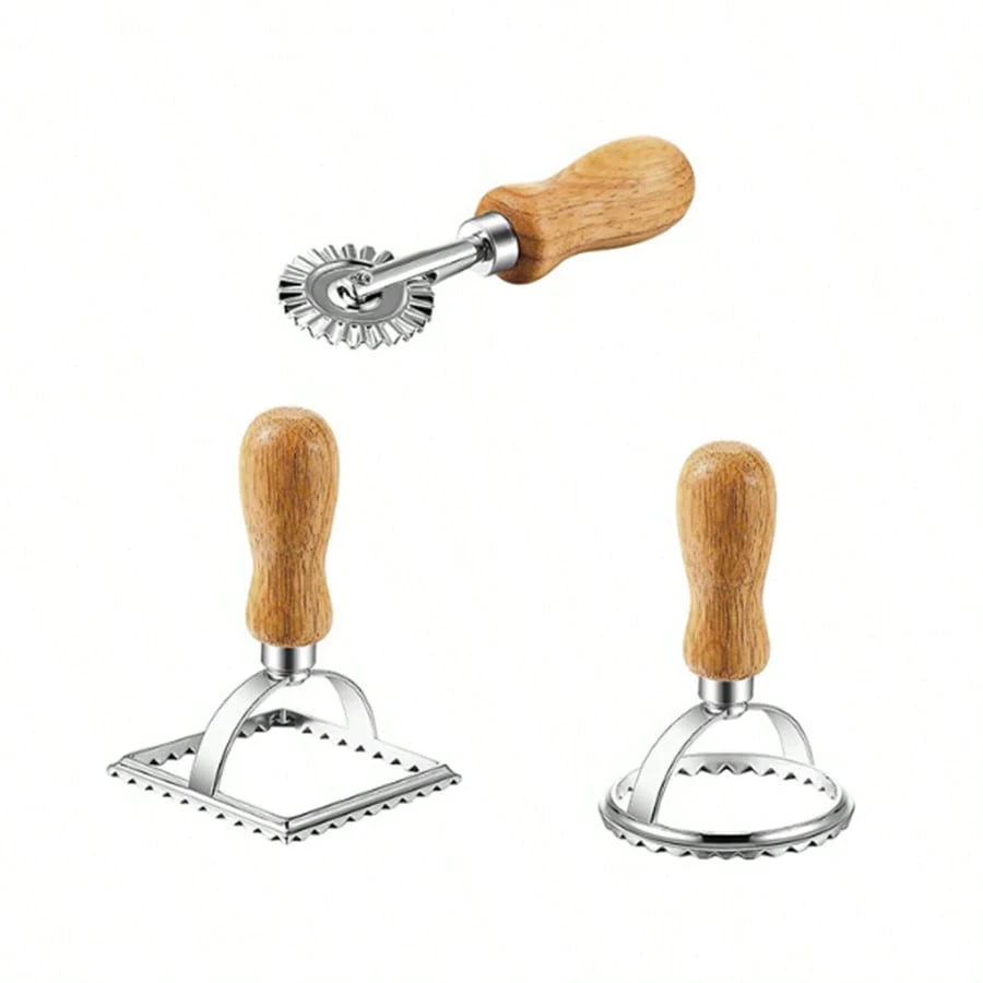 3Pcs Ravioli Stamp Maker Cutter With Roller Wheel Set For Ravioli ...