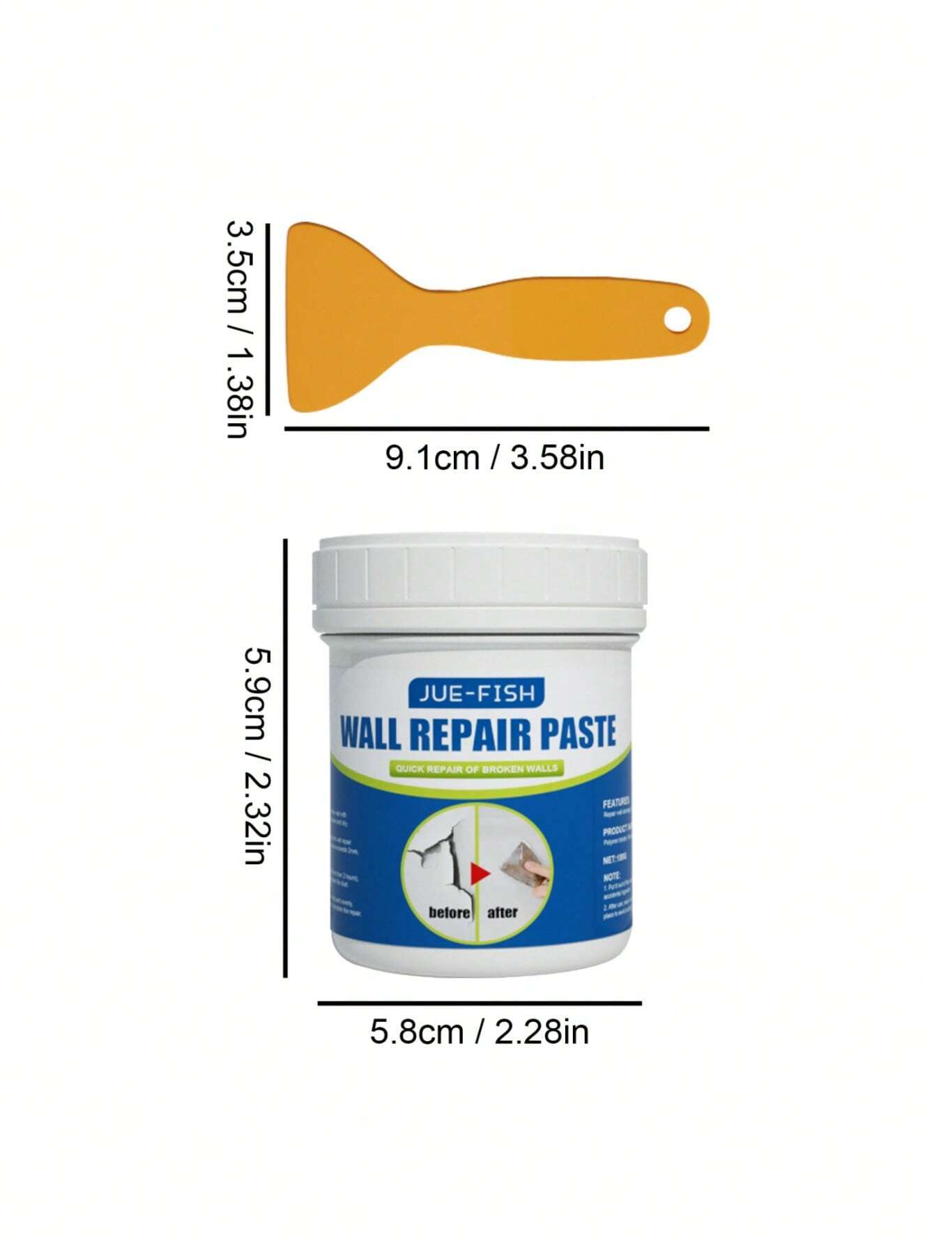 2 Assorted Wall Repair Paste, Covers Stains, Repairs Peeled Paint ...