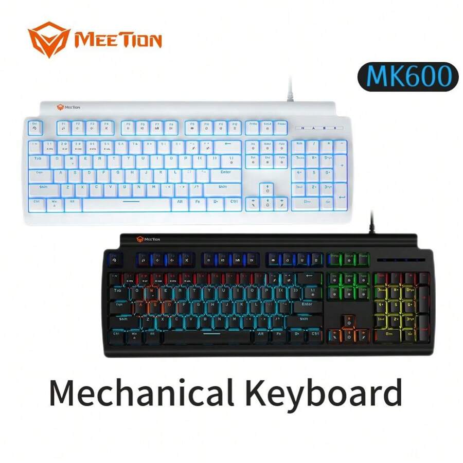 Meetion Teclado mecânico MK600, cores preto e branco, opções de ...