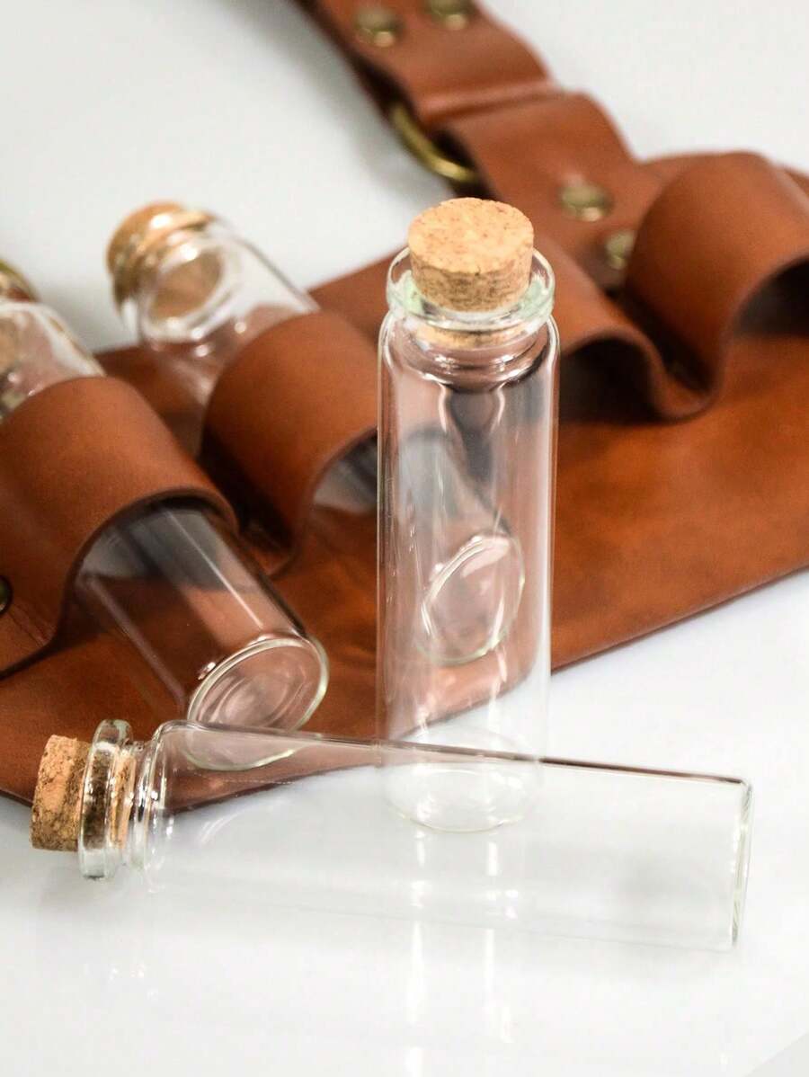 Medieval Alchemy Faux Leather 4 Cork Potion Vials, Fantasy Waist Pouch ...
