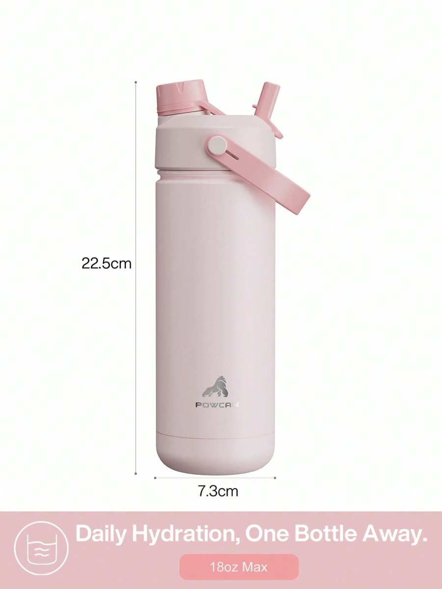 Meoky Bouteille d'eau isolée de 18 oz avec paille 2 en 1 et couvercle à bec verseur, garde au ...