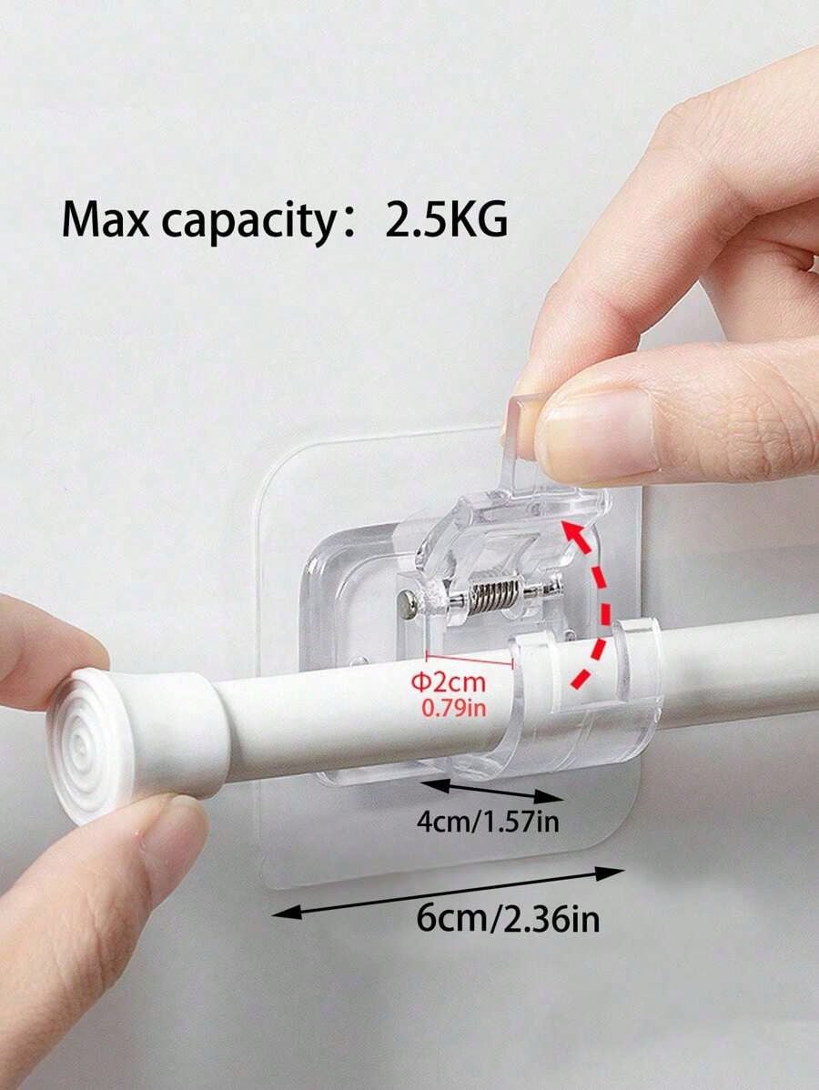 HEE RAK 4pcs No-Drill Stick On Window Curtain Rod Clamps, Multipurpose ...