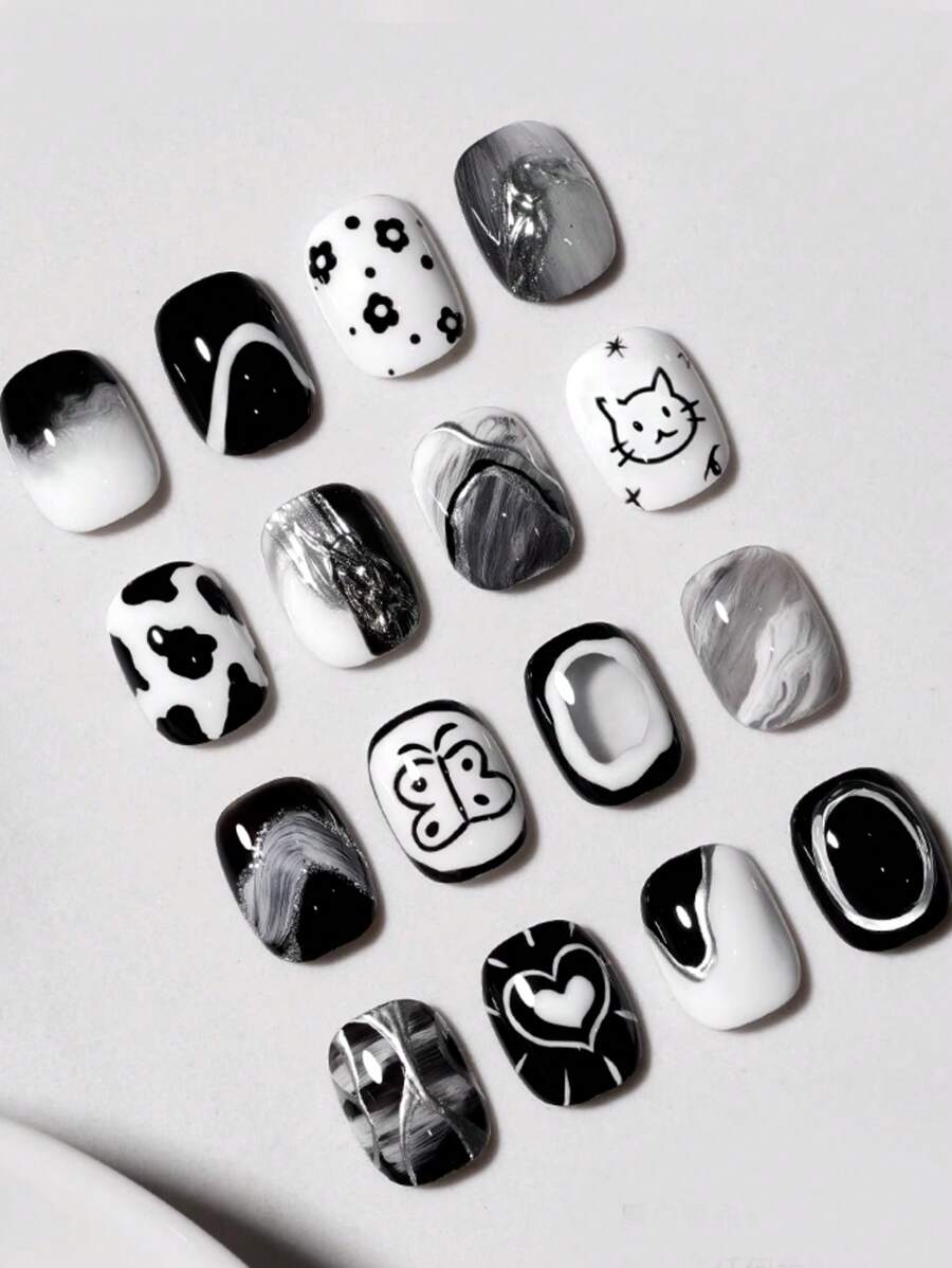 XEIJAYI Esmalte de uñas en gel negro y blanco de 15ml kit iniciador ...