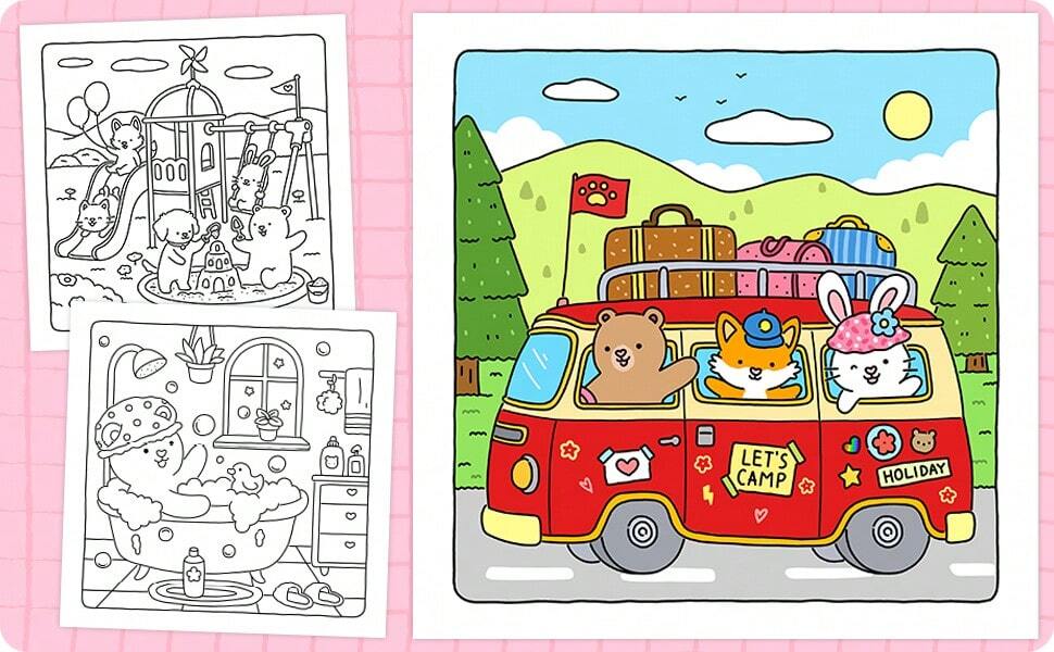 Fuzzy Friends: Super Cute Coloring Book For Adults And Teens Featuring ...