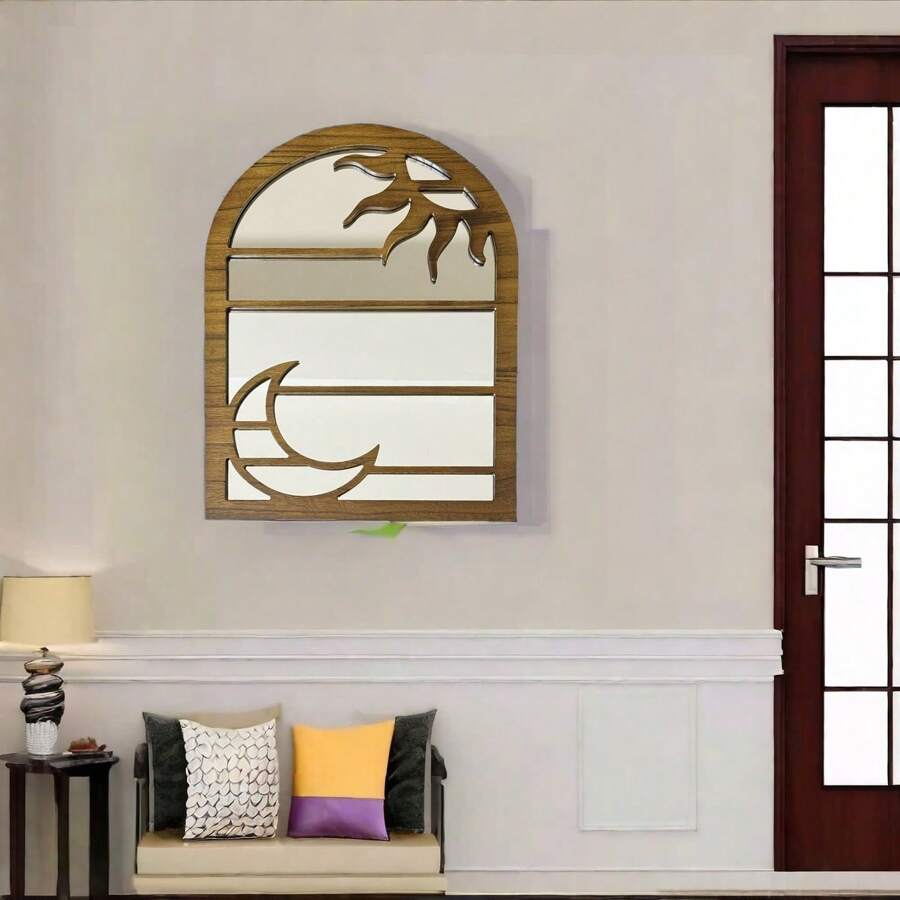 Mirror Wood Cathedral Window Pane Mirror - Arched Window Mirror For ...