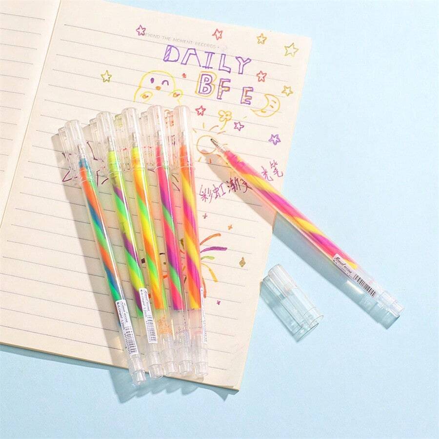 6 Colors Shiny Gel Pens, 12pcs Fine Tip Rainbow Gradient Markers ...