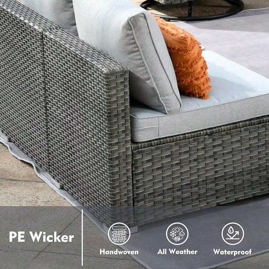 8 Pieces Outdoor Patio Furniture Sets,Rattan Conversation Sectional Set ...