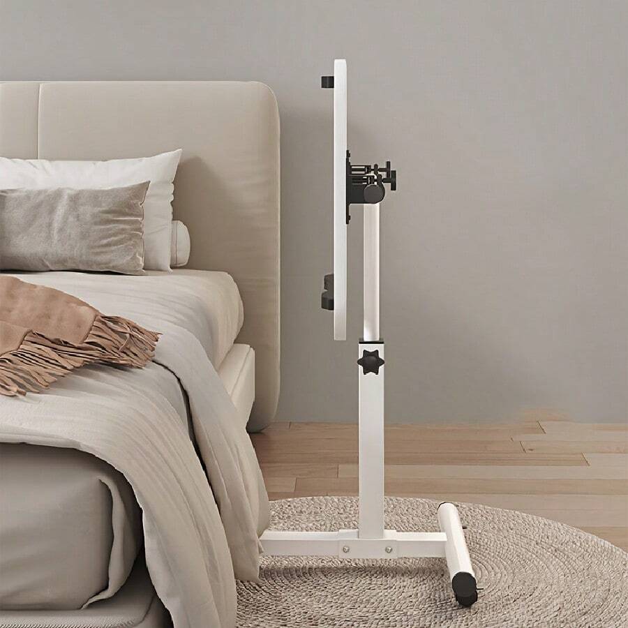 Adjustable Height C Shaped Side Table,Top Tilting Laptop Stand Table With Hidden Wheels,Mobile ...