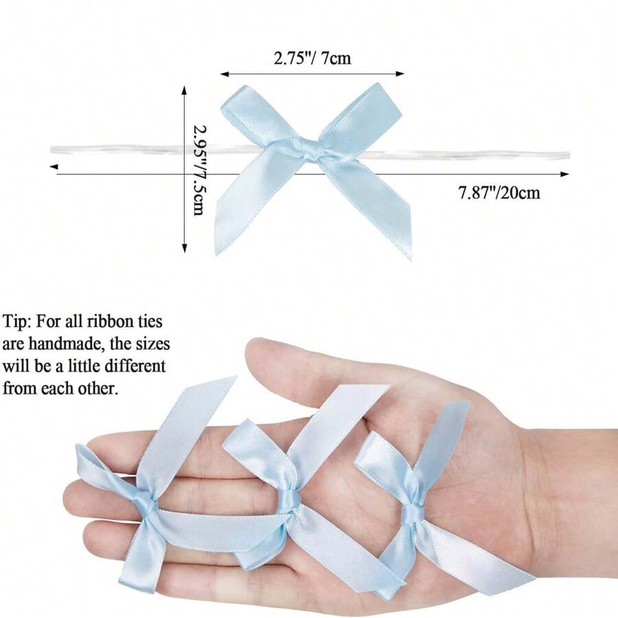 10 Packs Blue Satin Ribbon Twist Tie Bows For Treat Bags, Gift Bags ...