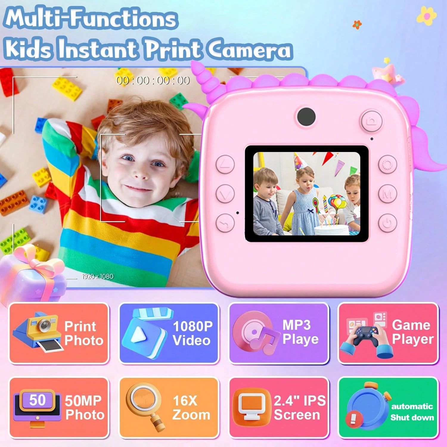 Fotocamera istantanea per bambini, per bambini da 6 a 12 anni ...