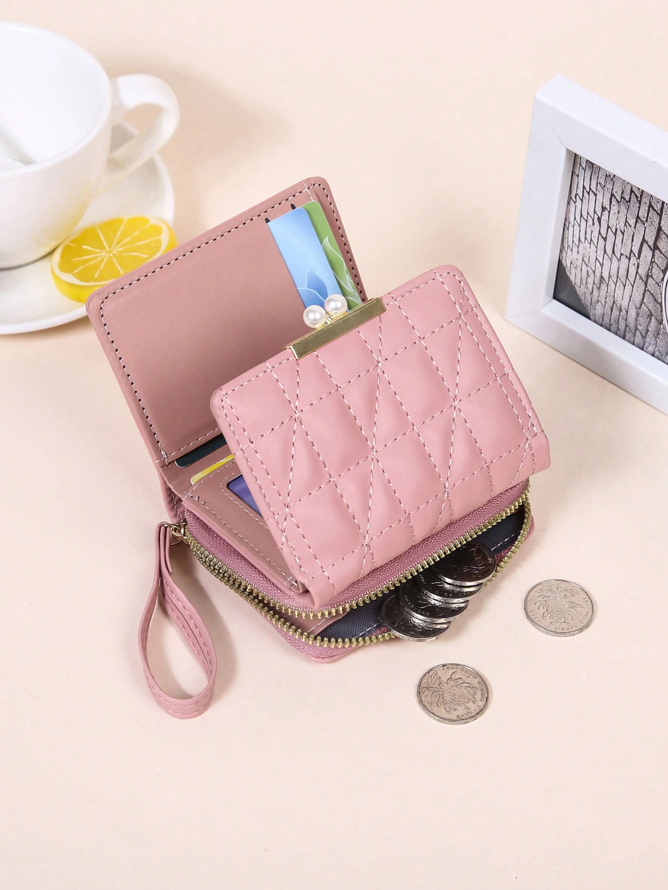 Casual Minimalist Tri-Fold Multi-Compartment Chain Wallet | SHEIN