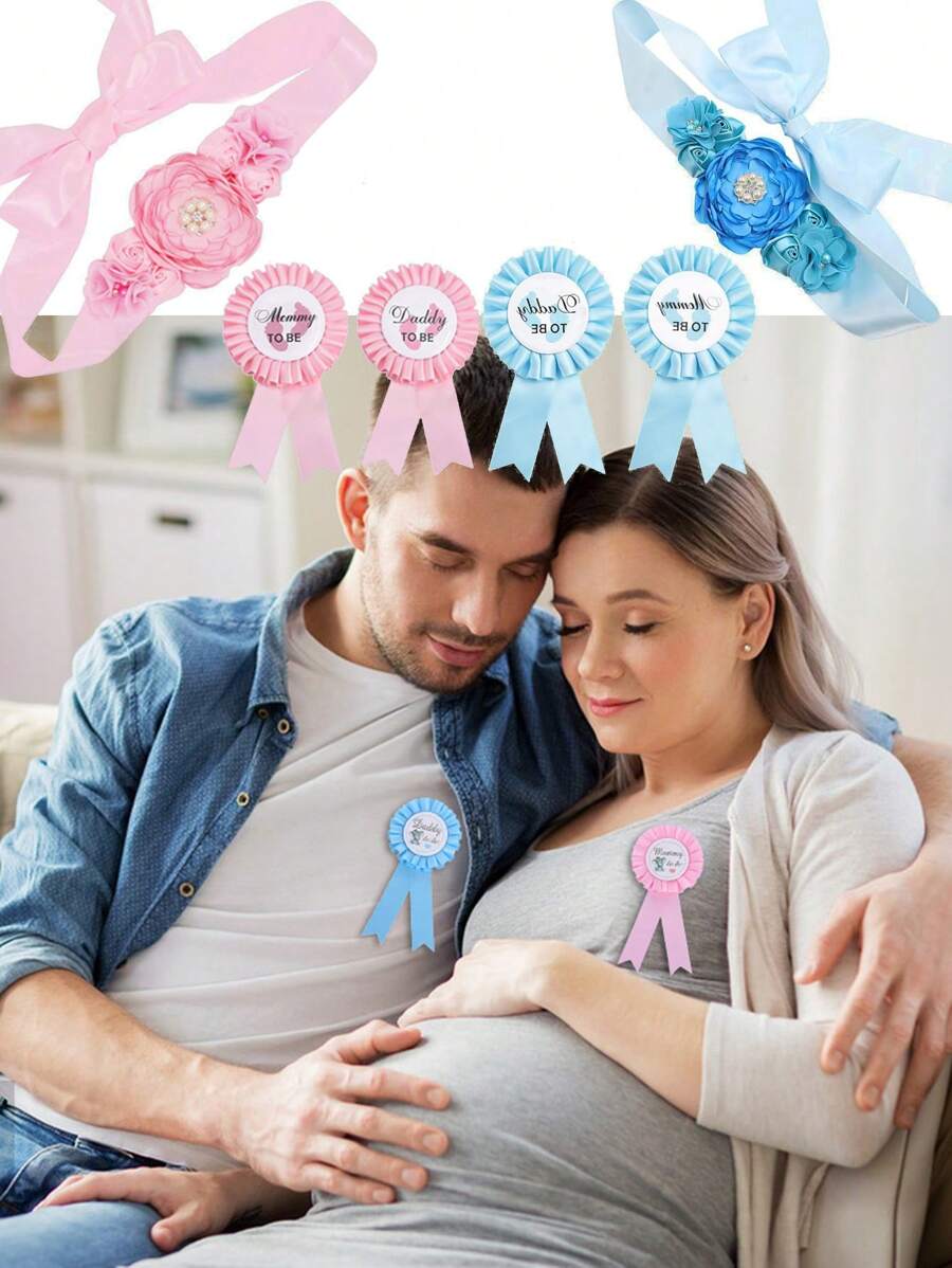 New Born Party Decorations Including Mommy-To-Be Sash, Daddy-To-Be Pin ...