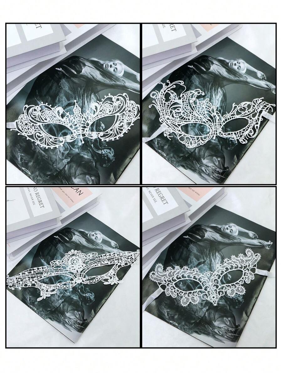 White Lace Masquerade Mask, Suitable For Carnival, Christmas Costume ...