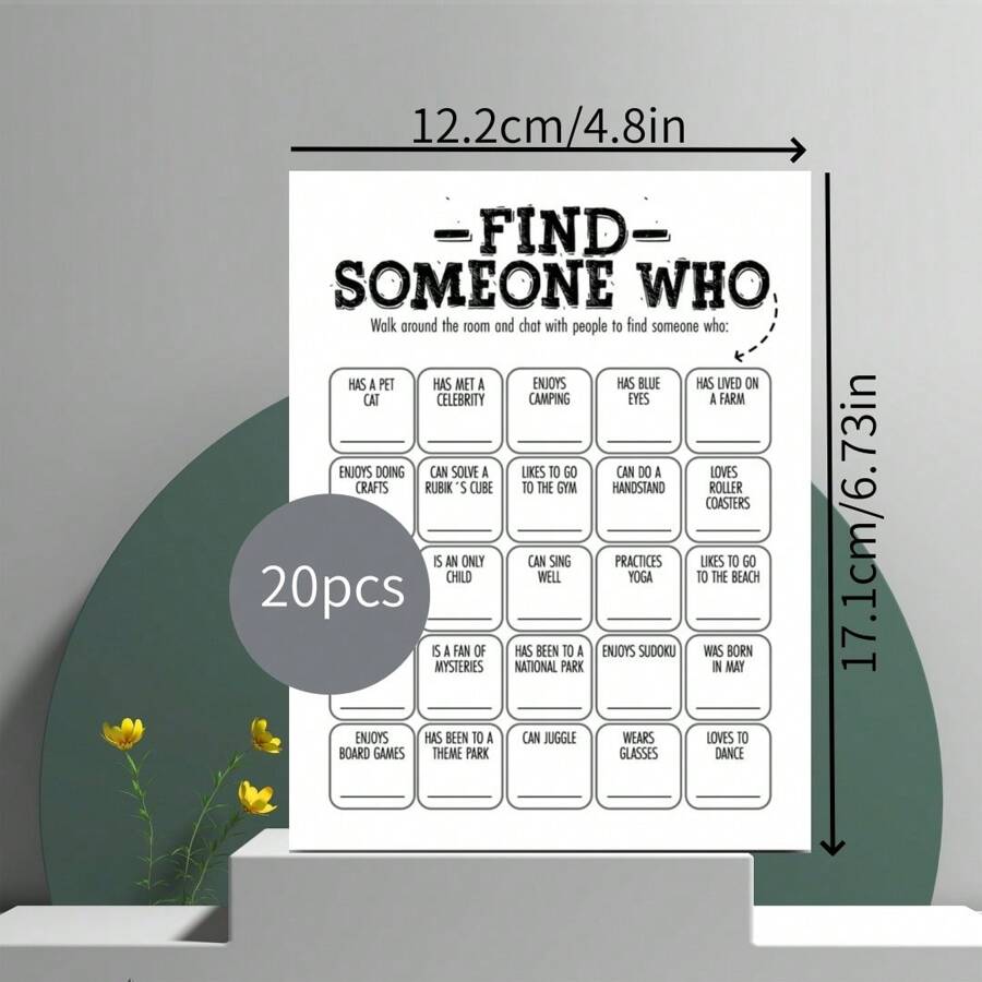 20pcs,Find Someone Who Game,Find The Guest Bingo, Find Someone Who ...