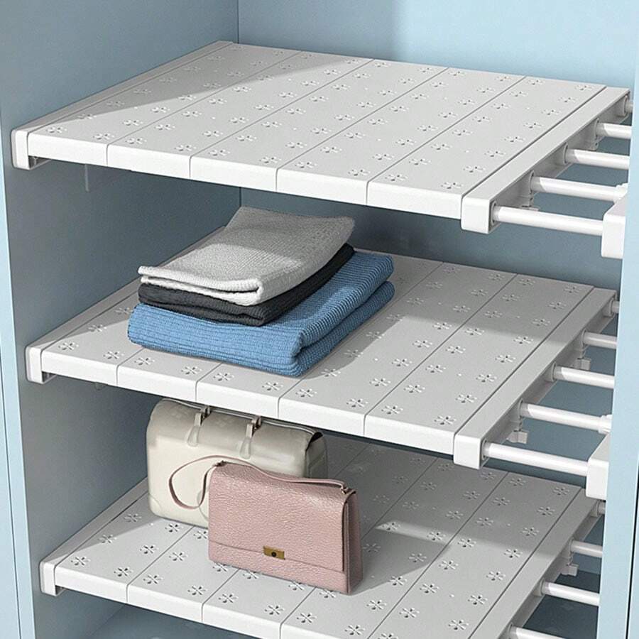 1pc Expandable Tension Shelf For Closet And Wardrobe Organization ...