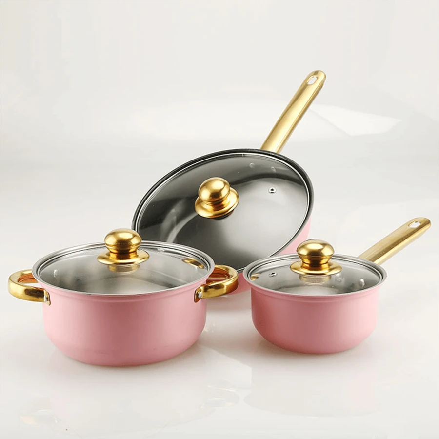 12 Pieces Stainless Steel Cookware Set Pot Set Soup Frying Pan Milk ...