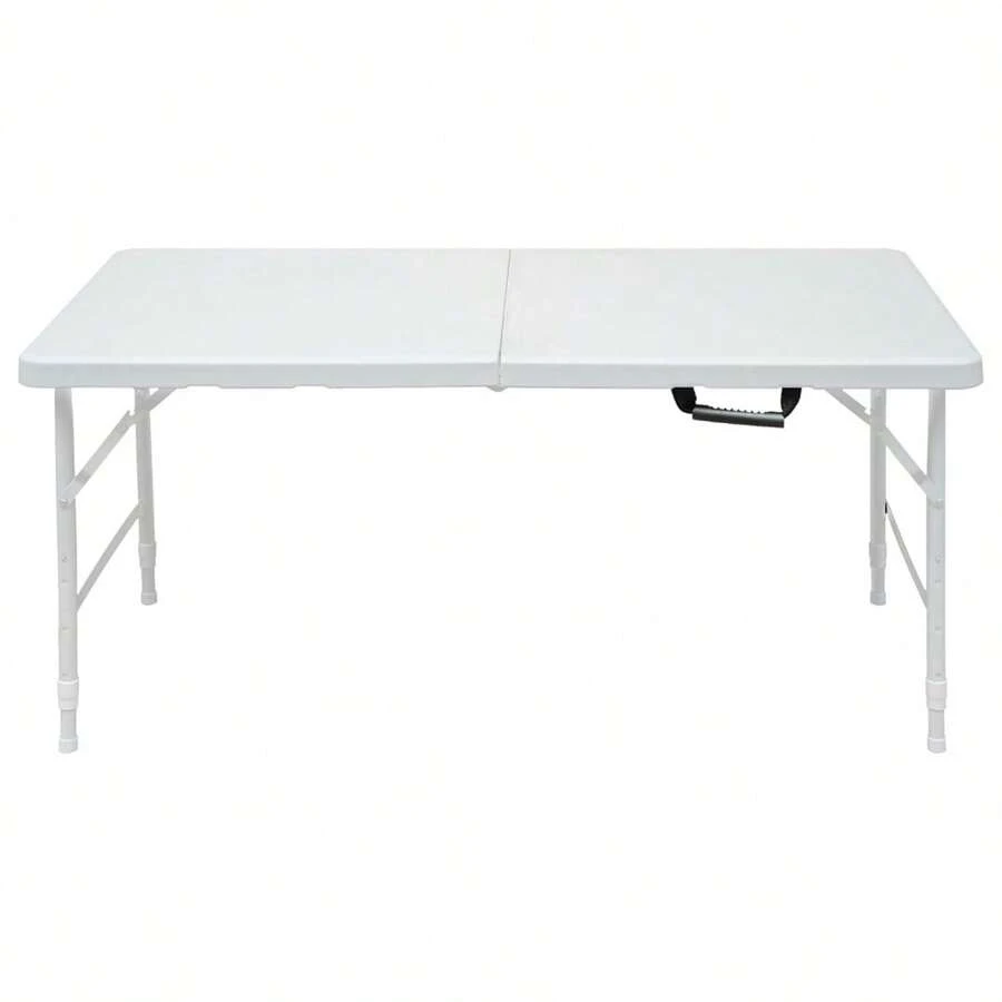 4 Foot Plastic Folding Table, Adjustable Height Foldable Table With ...