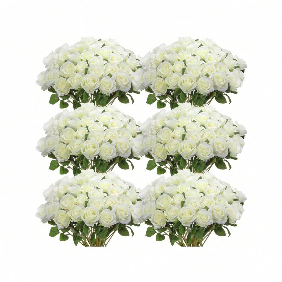 LOCHAS 50 Pcs Artificial Rose Flower Realistic Silk Roses With Stem ...