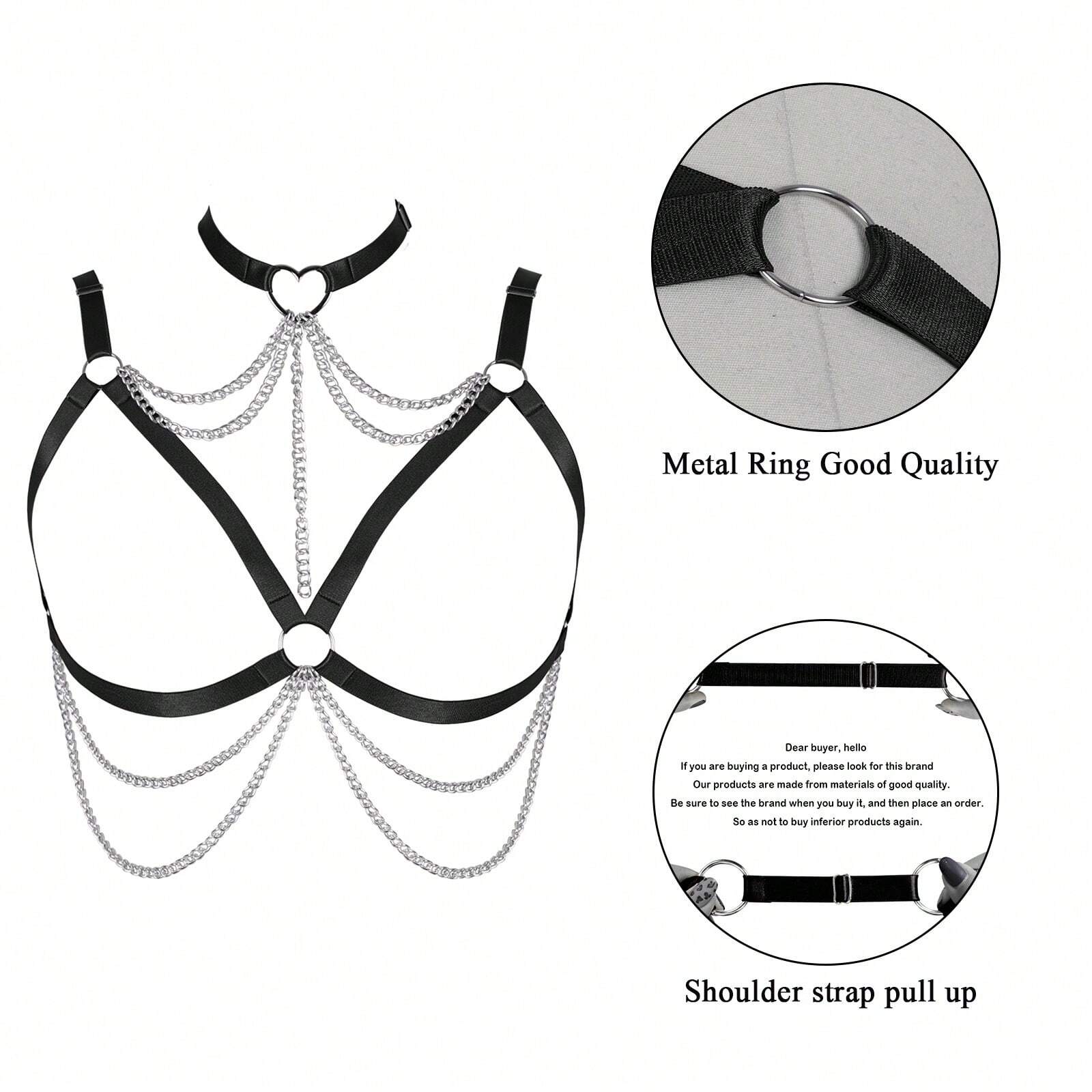 Women's Body Harness Plus Size Bra Punk Metal Chain Bra Gothic ...
