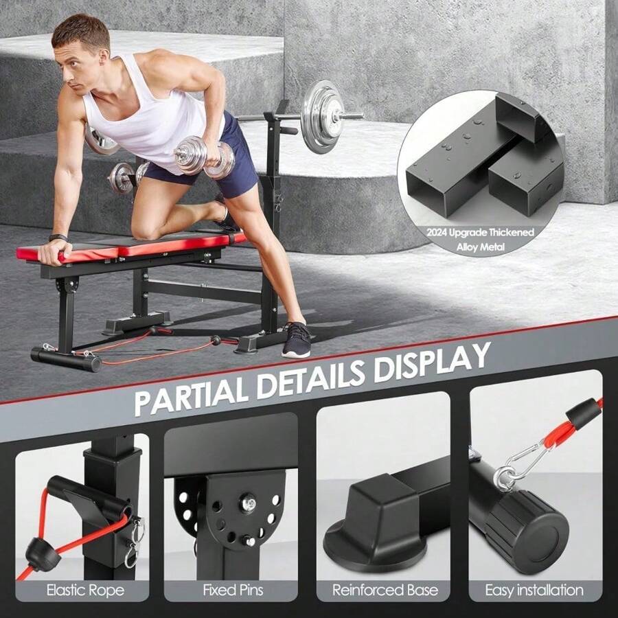 OPPSDECOR 660lbs 6 In 1 Weight Bench Set With Squat Rack Adjustable ...