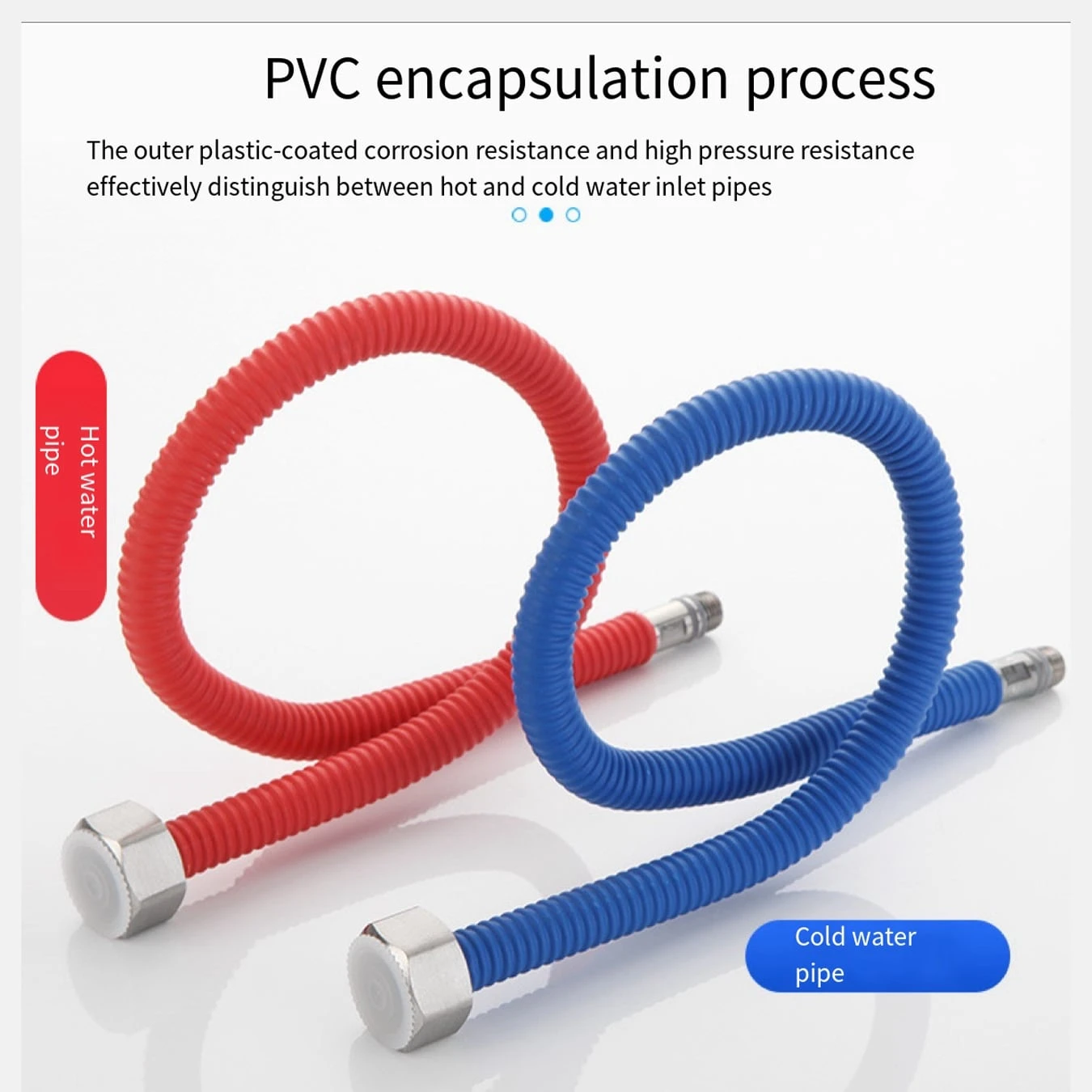 Plastic Coated Red Blue Stainless Steel Bellows Kitchen Faucet Single ...