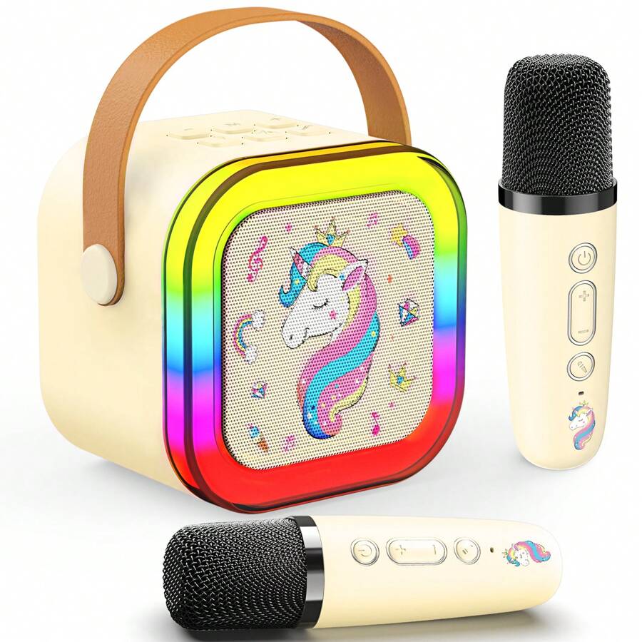 Karaoke Machine Kids With 2 Microphones, Wireless Bluetooth Speaker ...