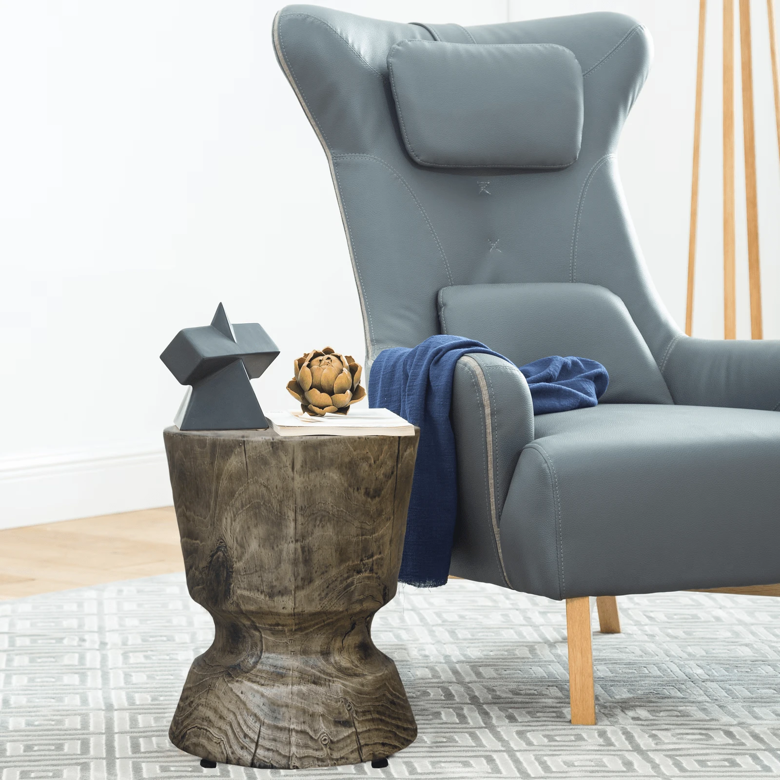 14.6 Inch X 17 Inch Height Faux Woodgrain Accent Table | SHEIN USA