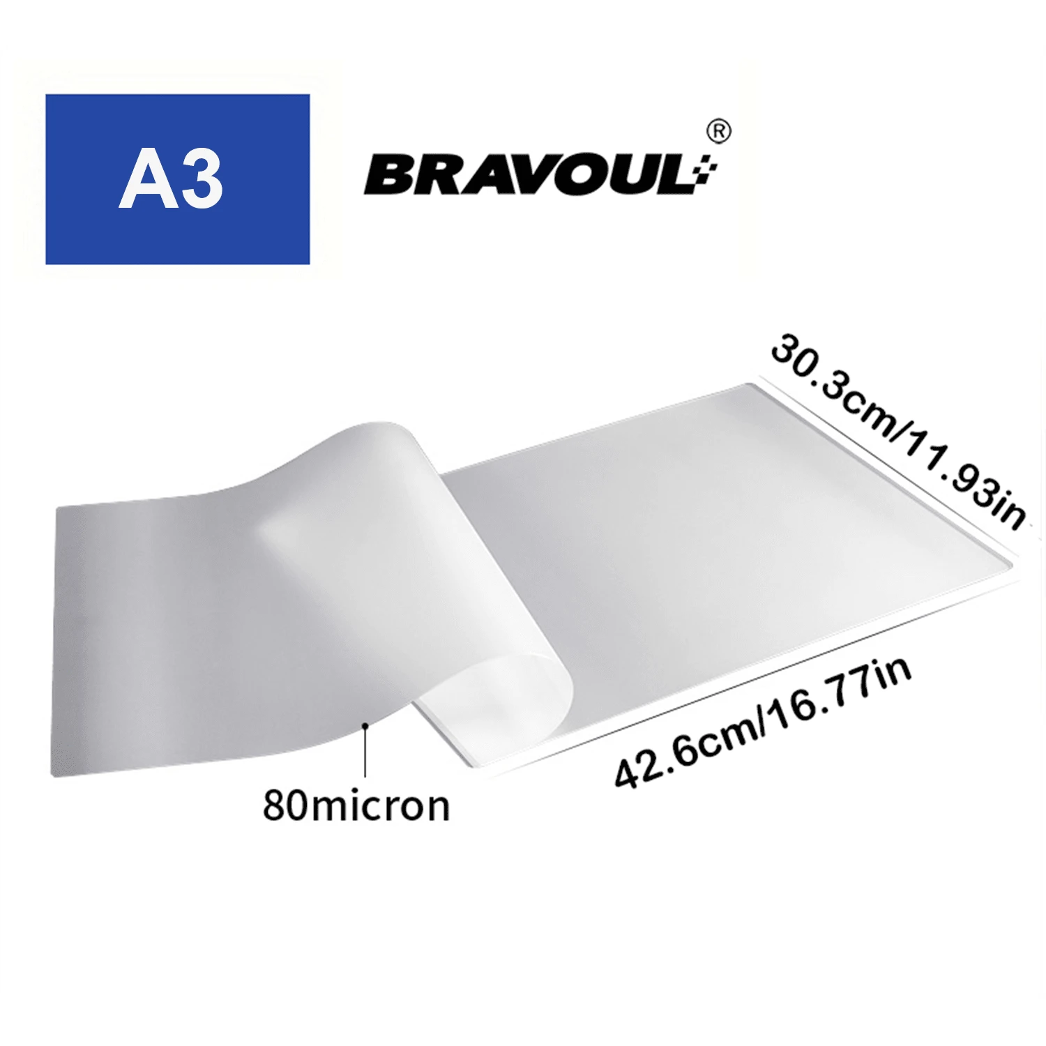 100pcs-Pack Laminating Sheets, Holds A3 Size, 80micron Thermal ...