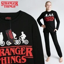 Stranger Things Pyjama 2 Piece Long PJ Breathable Cosy Lounge Wear 9-15 ...