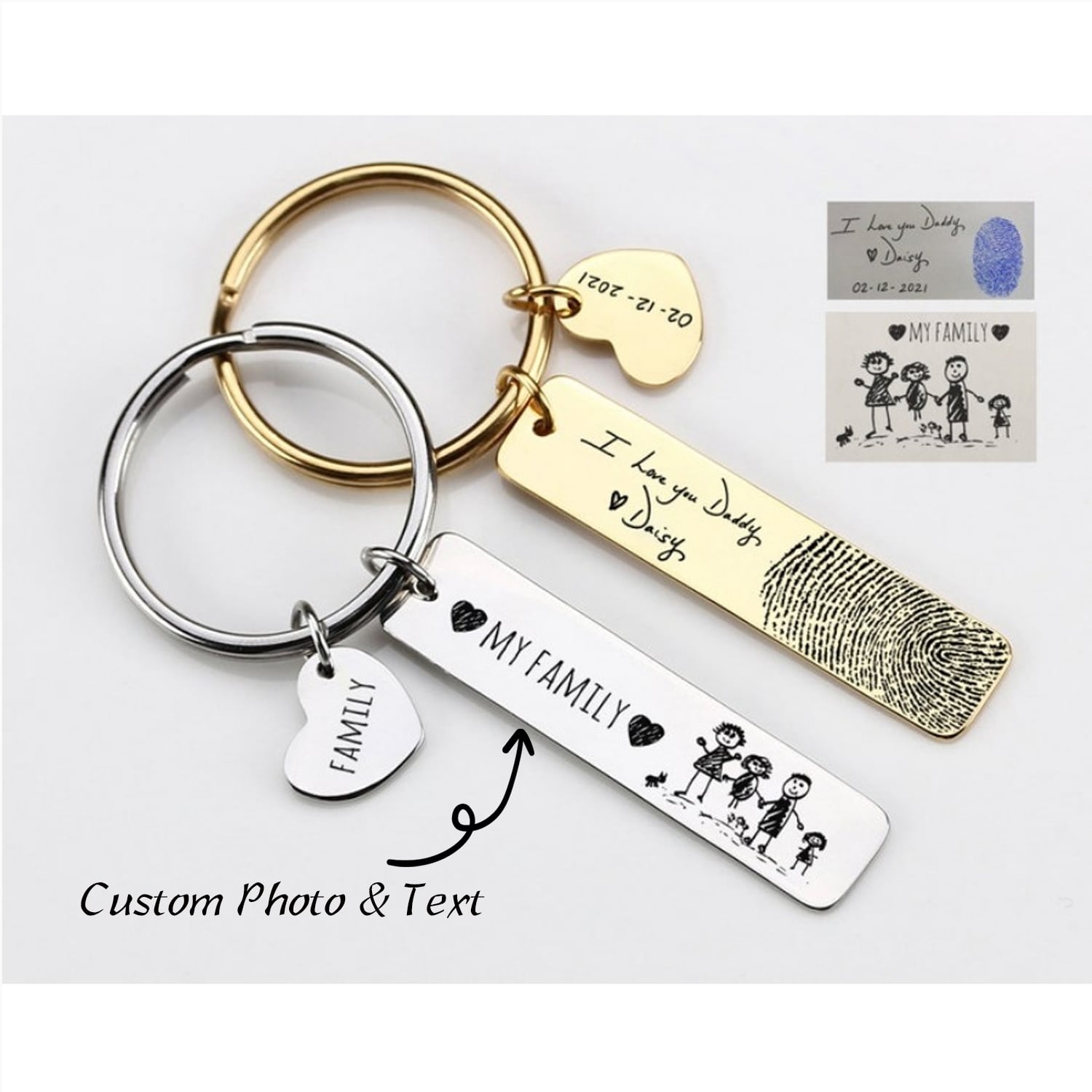 Your Handwritten Keychain, Your Design, Fingerprint Keychain ...