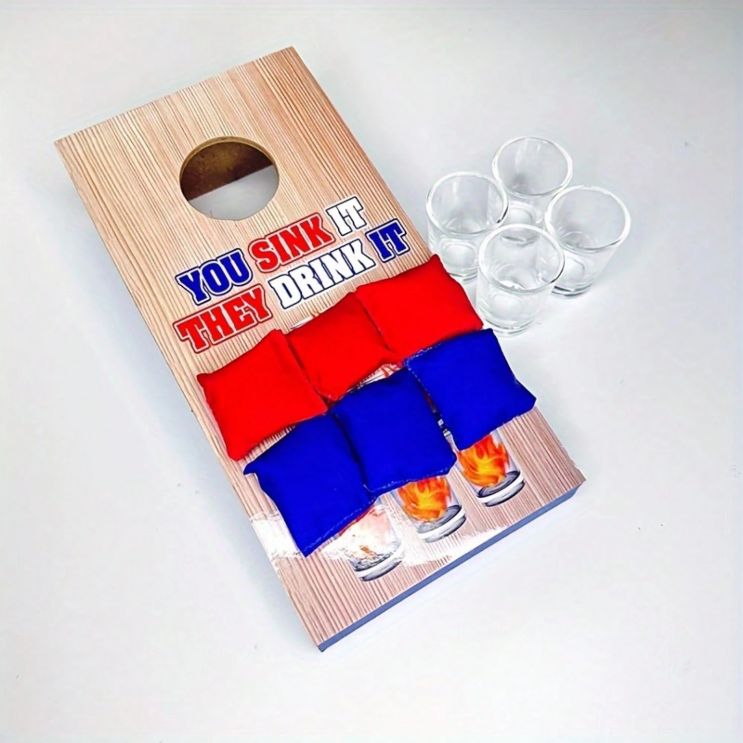 Tabletop Game Set - Wood Bean Bag Toss Game For Adults 14+ With Shot ...