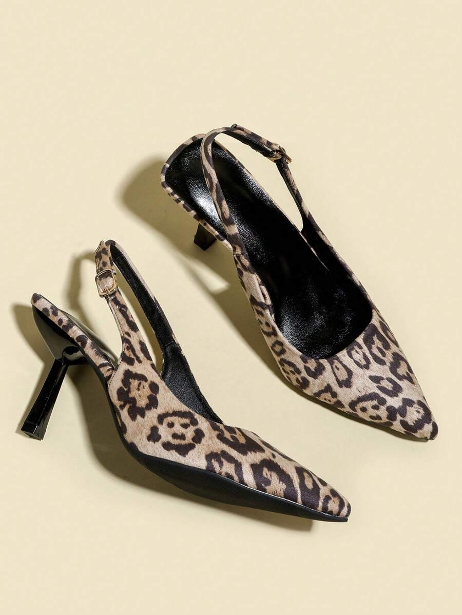 Women's Sexy Leopard Print Peep Toe High Heel Shoes, 7cm Low Block Heel ...