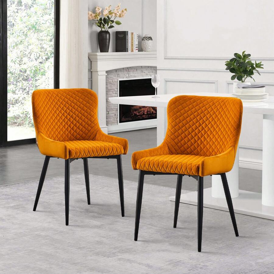CLIPOP Dining Chairs Set Of 2, Velvet Padded Kitchen Accent Chairs With ...