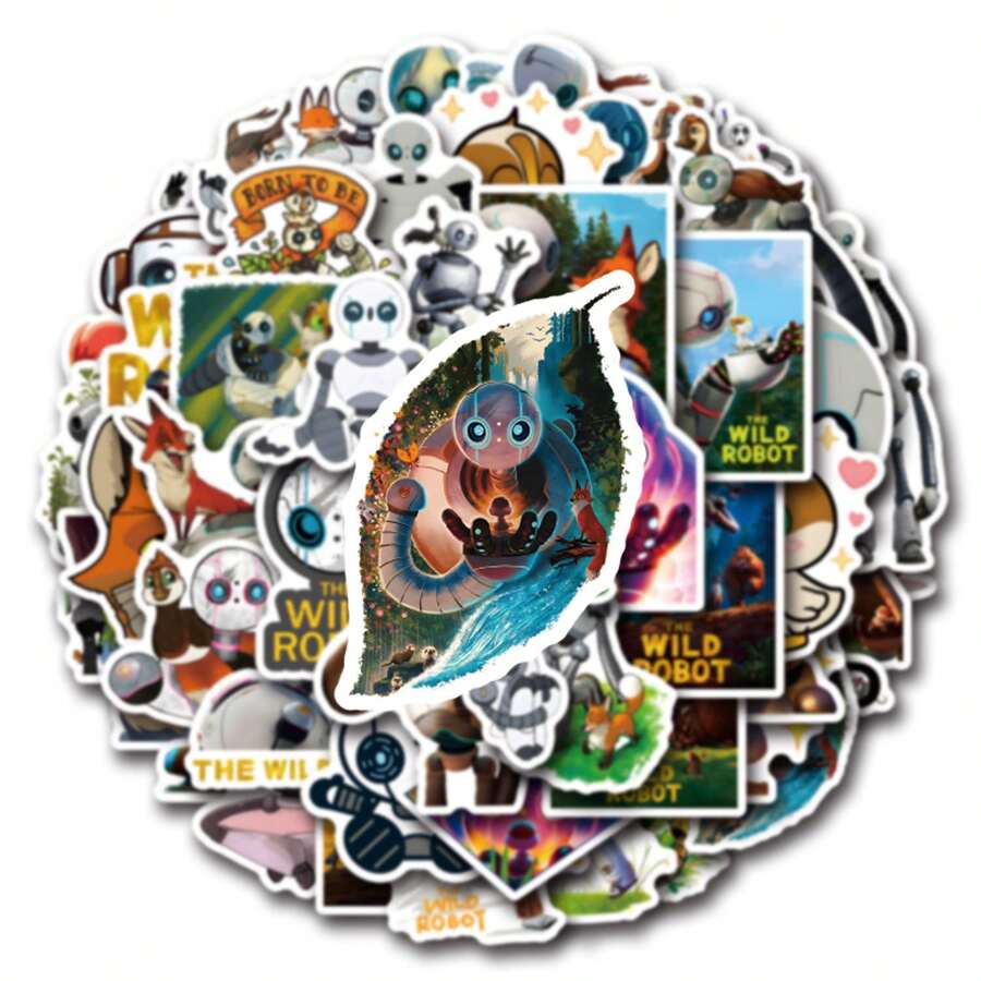 50PCS The Wild Robot Stickers Cartoon Stickers The Wild Robot Toy The ...