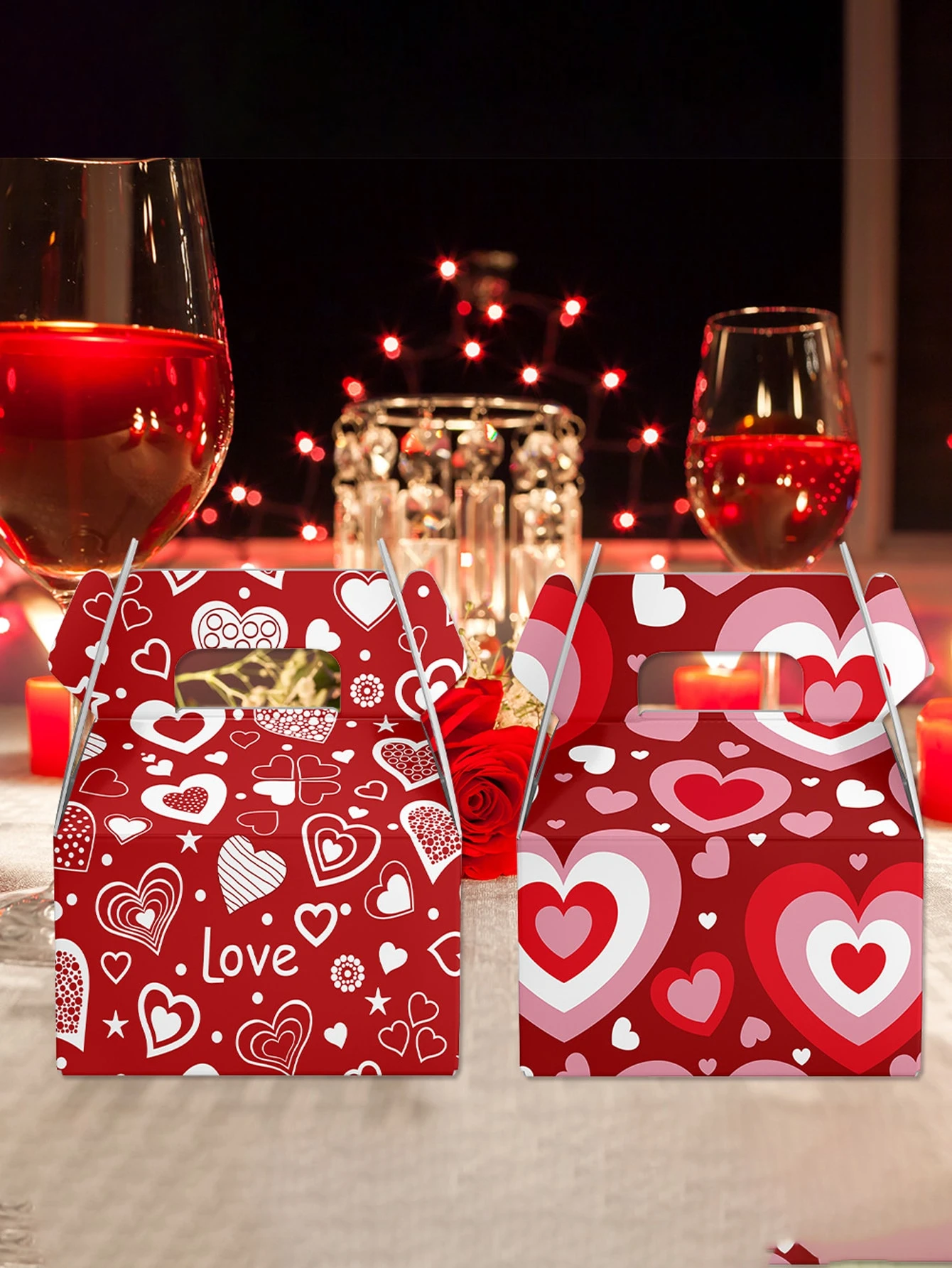 6pcs Valentine's Day Candy Gift Boxes, Portable With Love Pattern ...