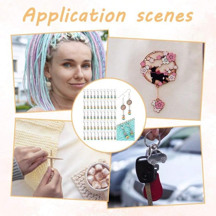 50 Pcs Round Stripe Stitch Markers Resin Stitch Markers Removable ...