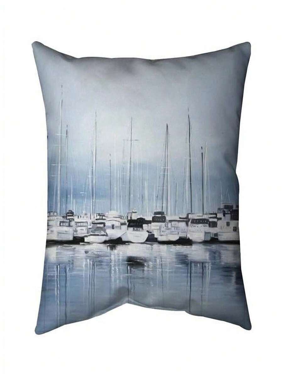 26 X 26 In. Boats At The Dock 2-Double Sided Print Indoor Pillow Cover ...