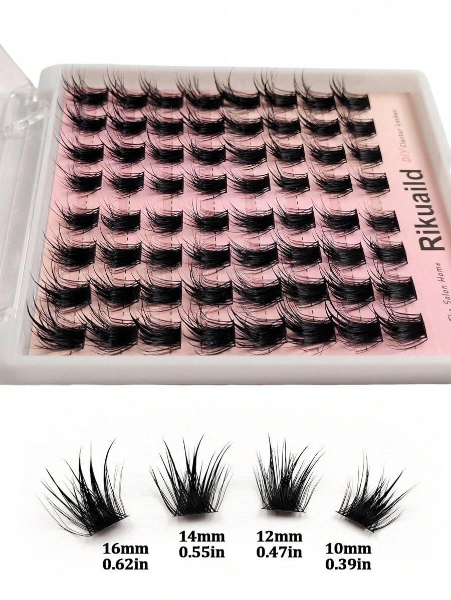 Rikuaild 64 Clusters D Curl Wet Look Clusters Lashes Manga DIY Messy ...