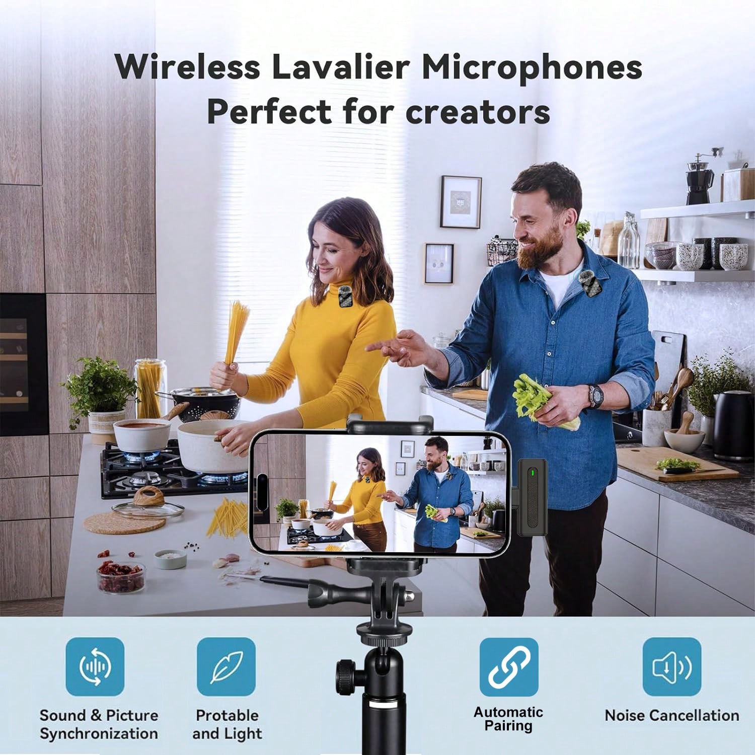 Wireless Lavaliere Microphone System, Noise Canceling Lavaliere ...