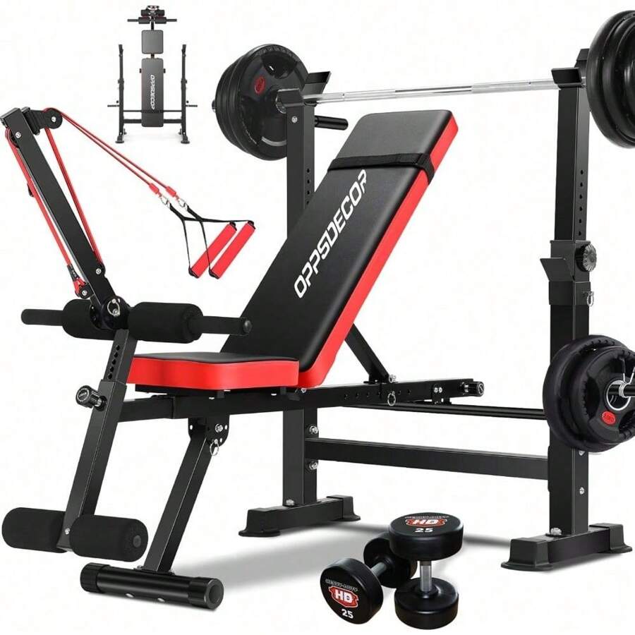 600LBS 6 In 1 Weight Bench Set, Adjustable Bench Press Set And Squat ...