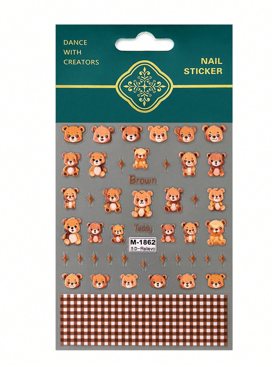 1pc 5D Embossed Teddy Bear Doll Vintage Print Multifunctional Stickers ...