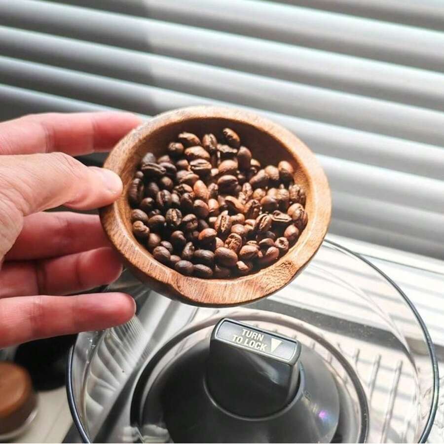 Brown Coffee Bean Measuring Cup Wood Hand Ground Coffee Tools Coffee ...