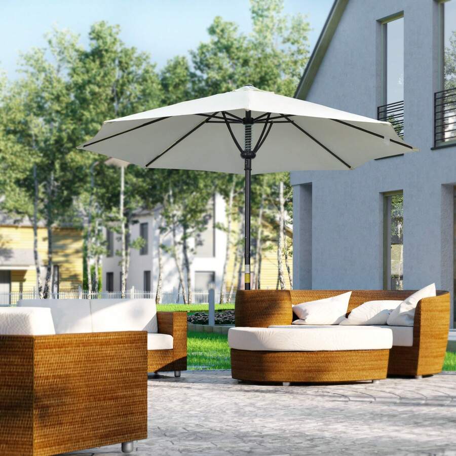 Outsunny Outsunny Garden 3(M) Parasol Umbrella, Outdoor Market Table ...
