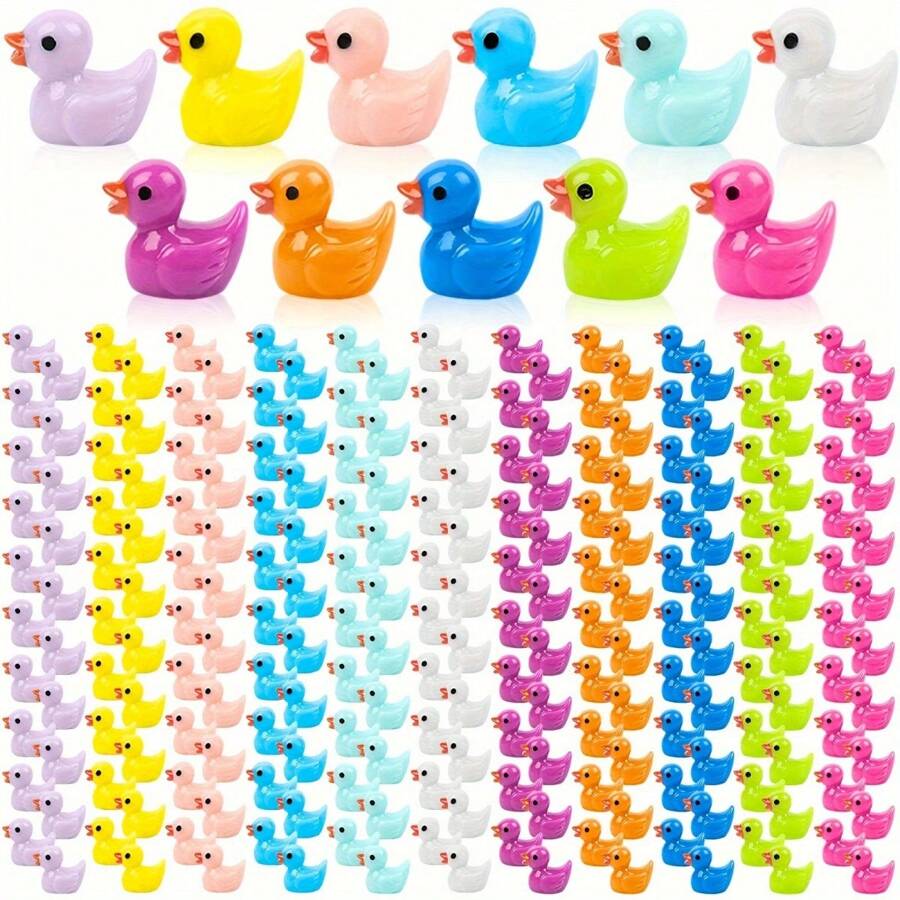 100pcs Mini Resin Duck Figurines - Creative DIY Decor, Suitable For ...