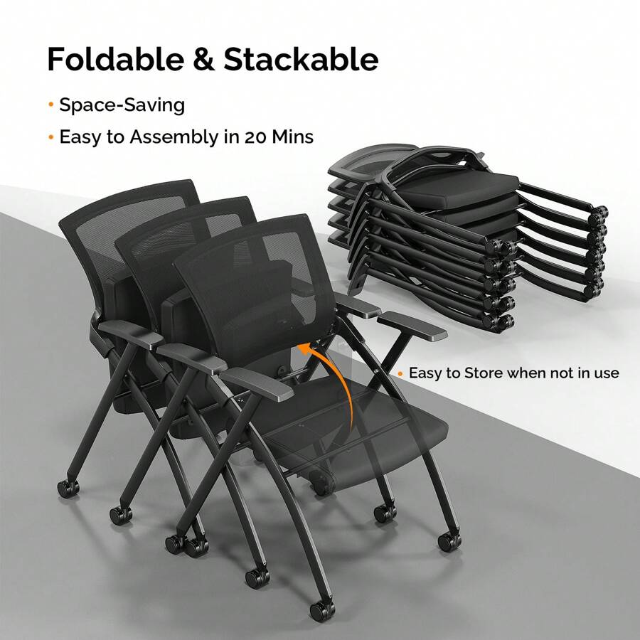 Stackable Conference Room Chairs With Wheels, Folding Office Chair With ...