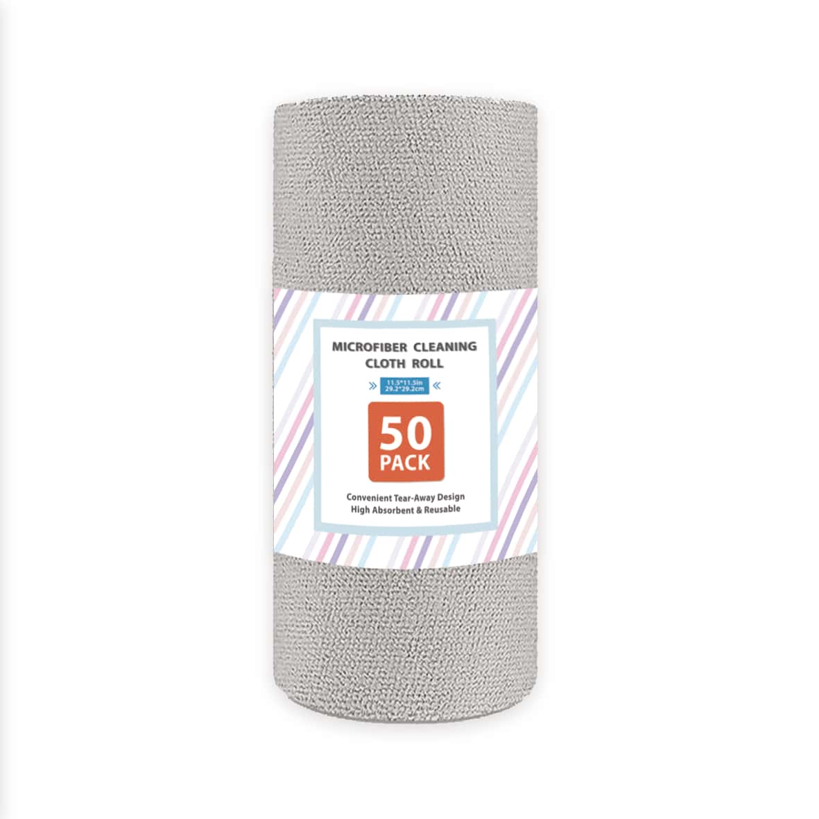 Microfiber Cleaning Cloth Roll-50pcs, Reusable Paper Towels Grey Tear ...