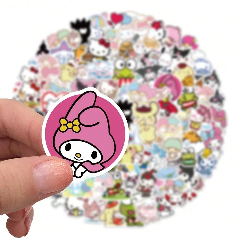 Sanrio 100PCS Cute Anime Cartoon Stickers DIY Decal Gift Toy For Wall ...
