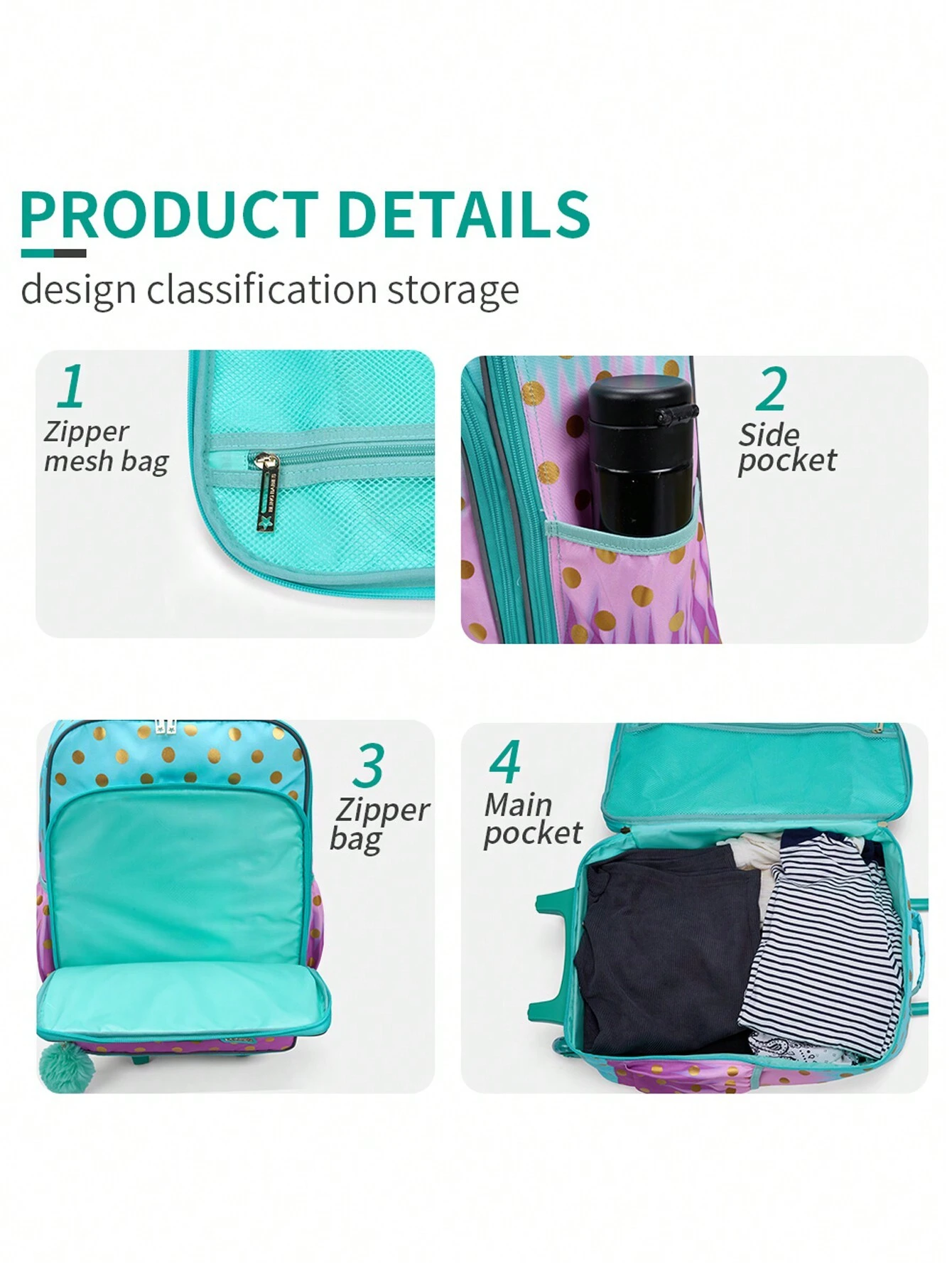 BLING BABIES 2PCS Set Luggage And Backpack For Kids, Cute Cartoon Tower ...