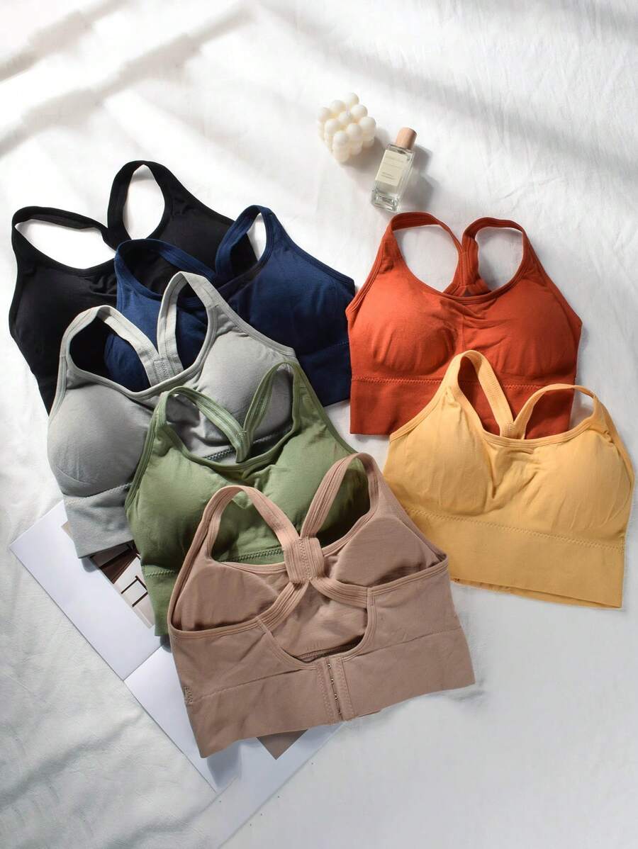 7pcs Non-Wired Comfortable Shock Proof Adjustable Back Closure Bras For ...