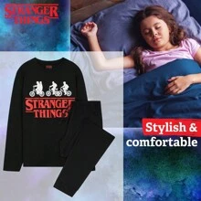 Stranger Things Pyjama 2 Piece Long PJ Breathable Cosy Lounge Wear 9-15 ...